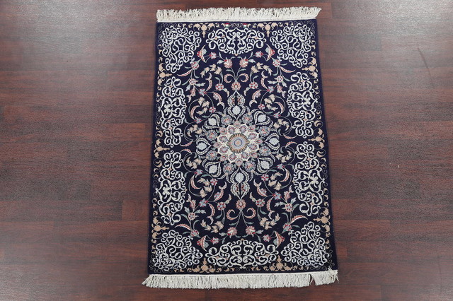 Traditional Isfahan Oriental Handmade Persian Design Area Rug, Blue, 5 ...