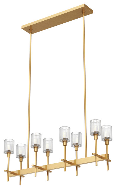 Salita Linear Pendant, Vintage Brass/Ribbed Crystal, 35"Lx9.375"Wx12 ...