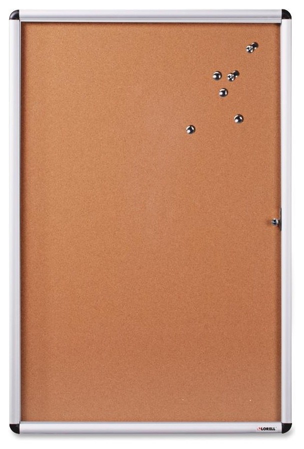 Lorell Enclosed Cork Bulletin Board, 36 H X 24 W, Natural Cork Surfac ...