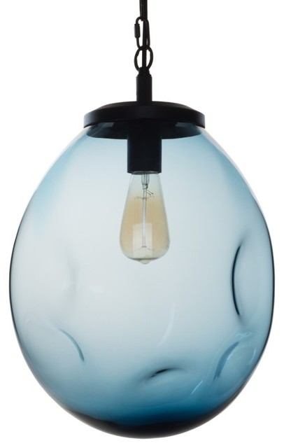 Pendant Light Handblown Glass Contemporary Hanging Light, Blue,16 ...