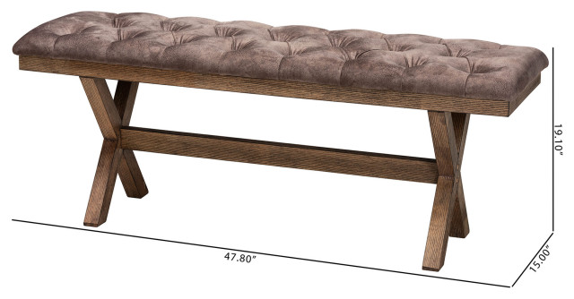 Cherene Modern Farmhouse Chocolate Velvet and Dark Brown Finished Wood ...