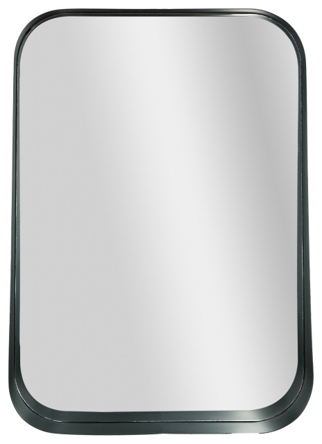 Thin Black Raised Lip Metal Framed Rectangle Wall Mirror - Transitional ...