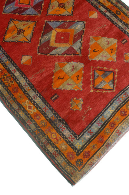 Fine Vintage Distressed Jamile Red/Orange Rug, 3'9x7'0, 3'9x7'0 ...