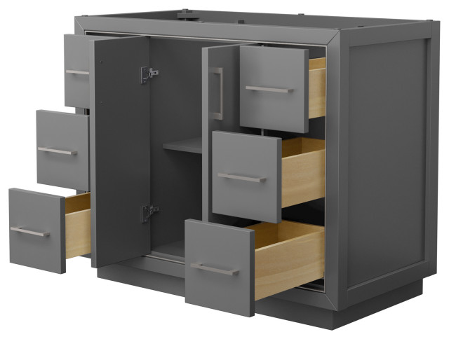 Icon 42" Single Vanity, Dark Gray, No Top, No Sink, Brushed Nickel Trim ...