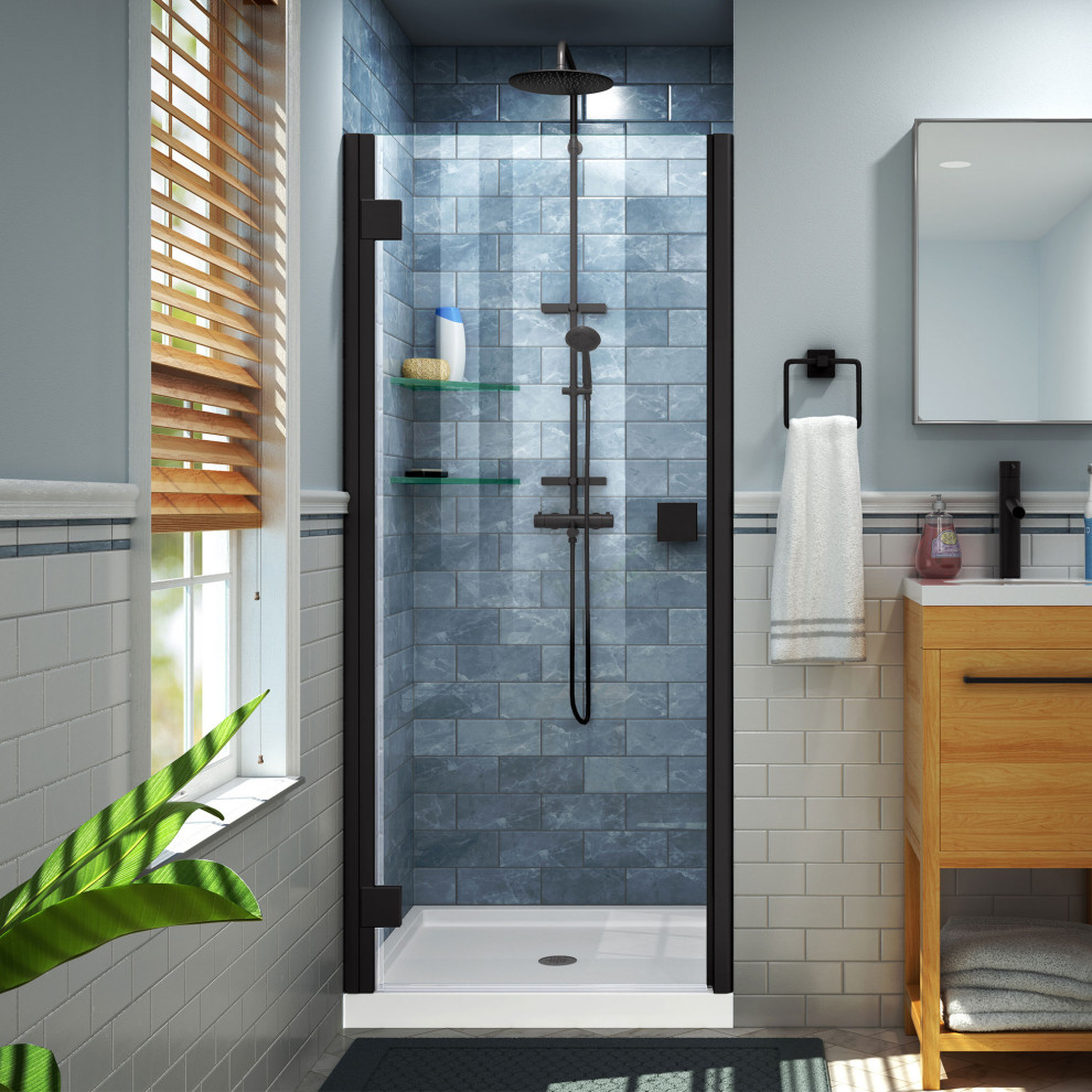 DreamLine Lumen 36x42 by 74 3/4 Hinged Shower Door Chrome, White ...