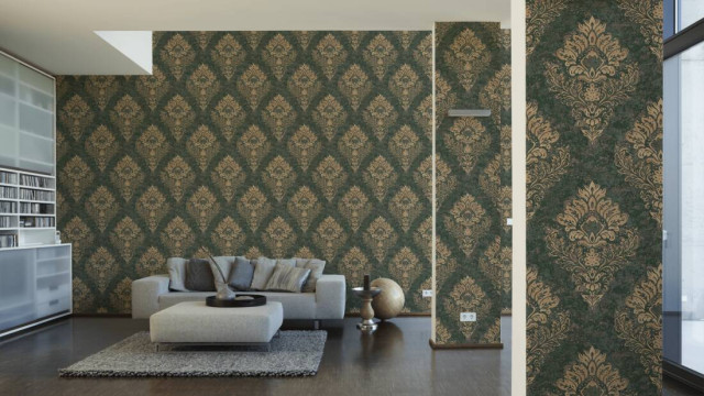 Damask Baroque Classical Textured Wallpaper, Sample - Traditional ...