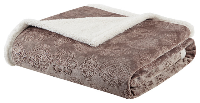 Madison Park Elma Embossed Pattern Oversize 60x70" Throw Blanket ...