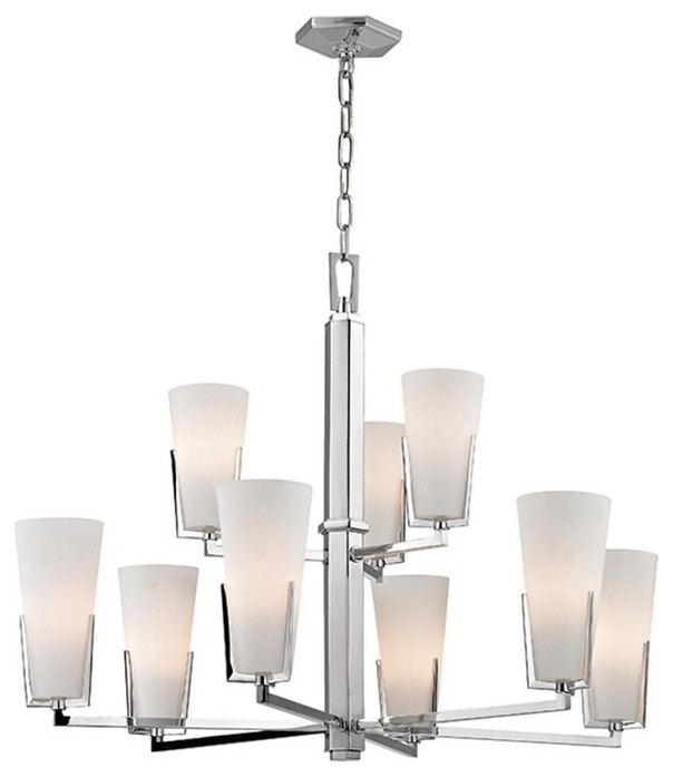 Modern Nine Light Chandelier Polished Chrome Nine Light 2-Tier ...