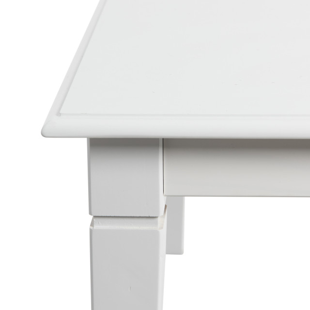 Pleasantville Rectangular Dining Table With Solid Wood Legs, White ...
