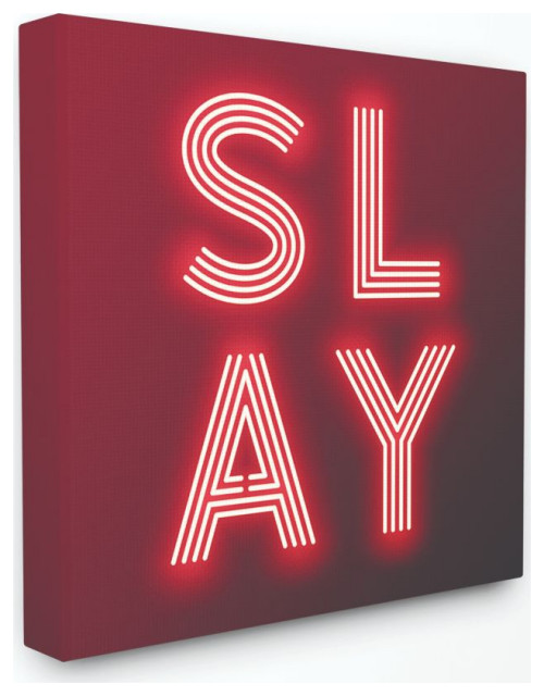 Neon Slay Fashion Modern Red Word Design, 17"x17", 30x30 - Contemporary ...