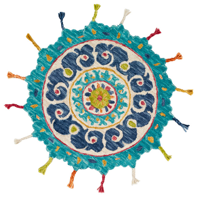 Hand Hooked Bonifate Area Rug BFT-1028, 8' Round - Contemporary - Area ...