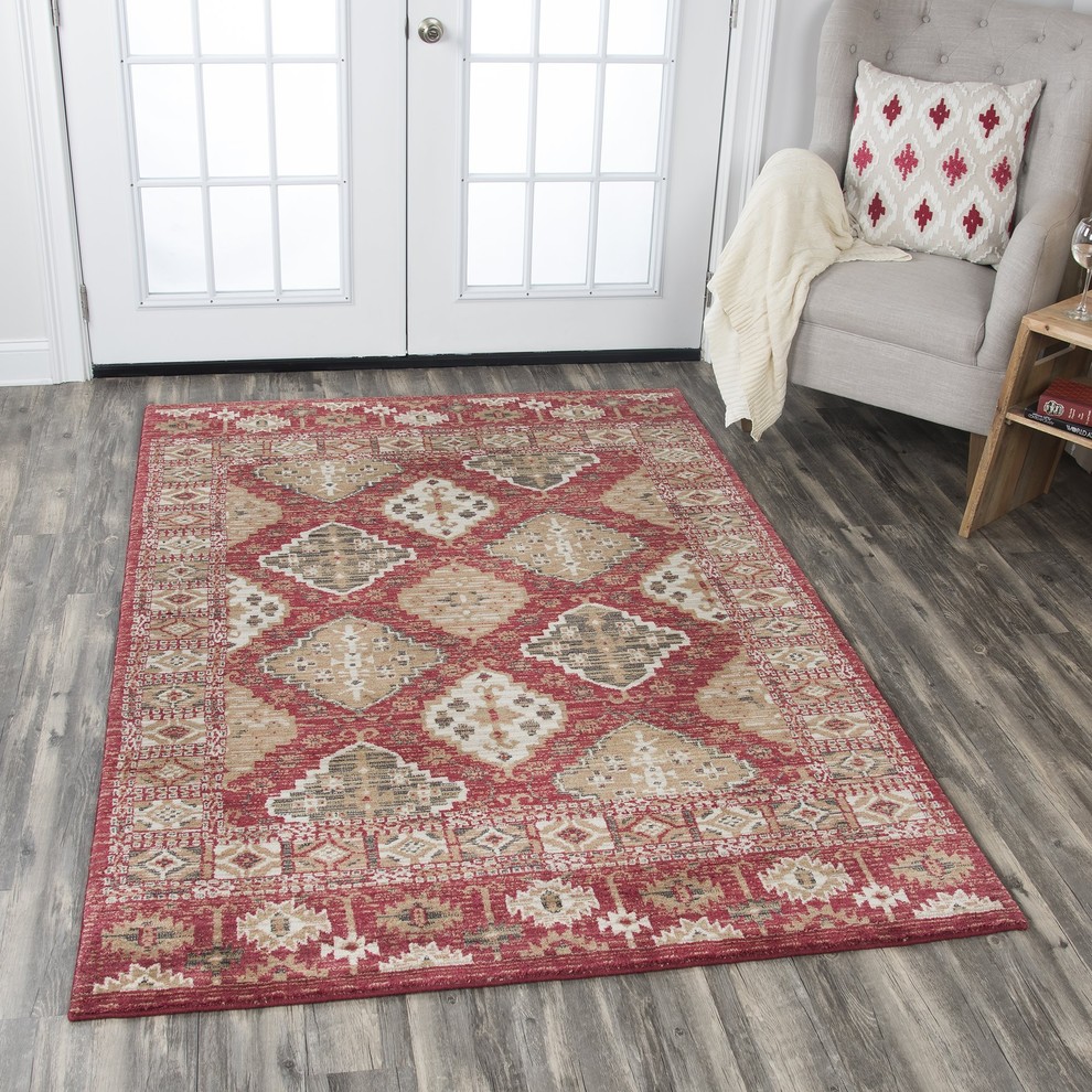 Rizzy Home Gossamer GS6784 Red Motif Area Rug, Rectangular 5' x 8 ...