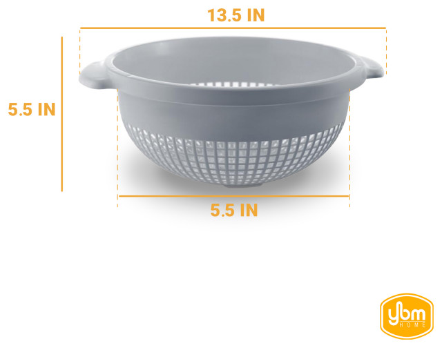 YBM Home Plastic Round Deep Colander Strainer for Spaghetti, 14 Inches ...