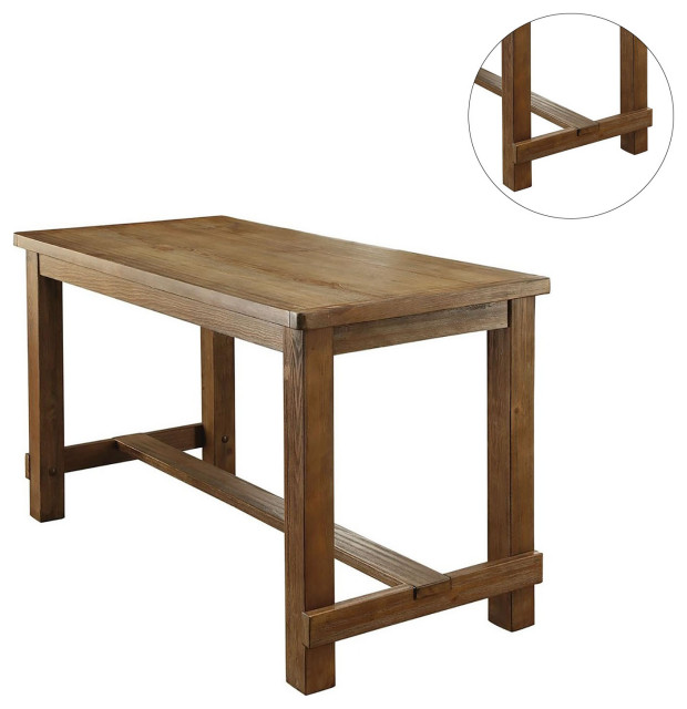 Rectangular Counter Height Table, Natural Tone - Transitional - Dining ...