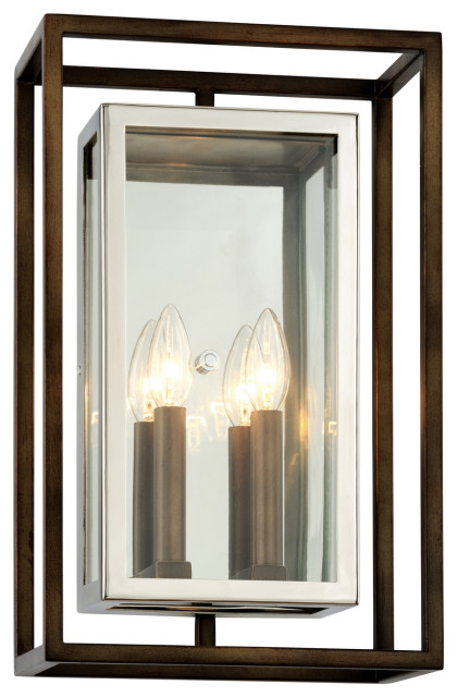 Morgan Two Light Wall Mount in Bronze With Polished Stainless ...