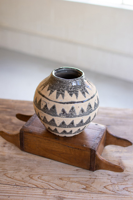 Kalalou Cdl3103 Ceramic Triangle Pattern Vases - Grey - Scandinavian ...