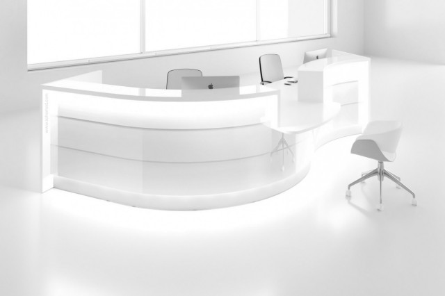 Valde Curved Reception Desk with Countertop, White by MDD Furniture ...