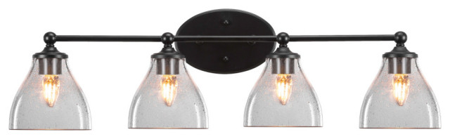 Capri 4-Light Bath Bar, Matte Black/Clear Bubble - Transitional ...