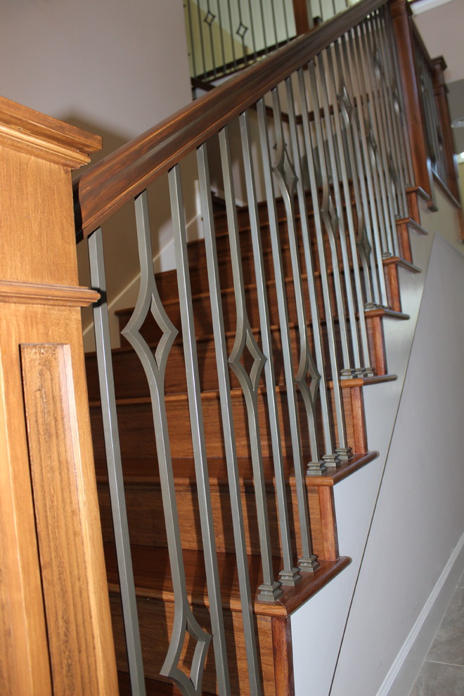 Single & Double Diamond Iron Balusters - Transitional - Staircase ...