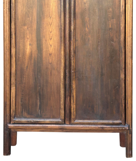 Chinese Vintage Brown Patina Simple Two Doors Noodle Storage Cabinet ...