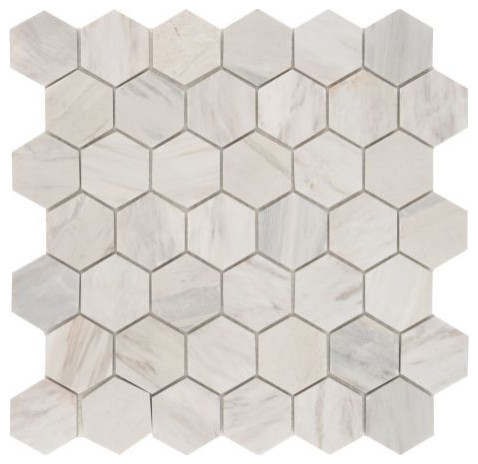 Angora 11.75X12 Hexagon Polished Marble Mosaic - Traditional - Mosaic ...