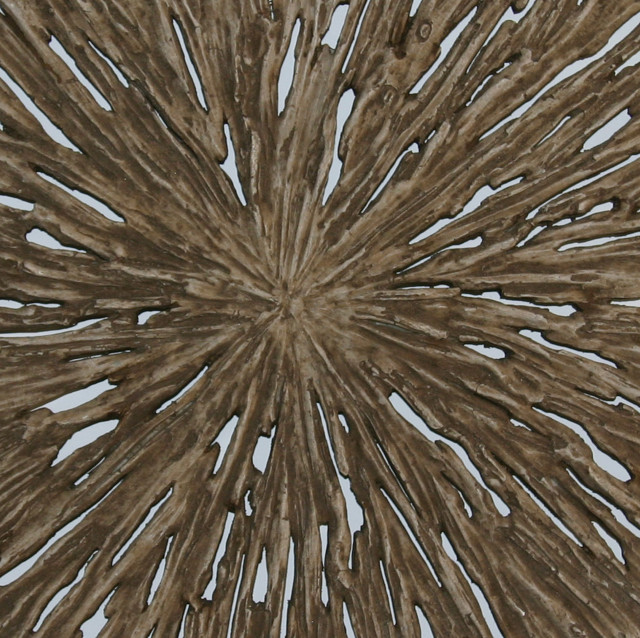 Round Shape Rotten Wood Sandstone Wall Decor with Cut Outs,Small, Oak ...