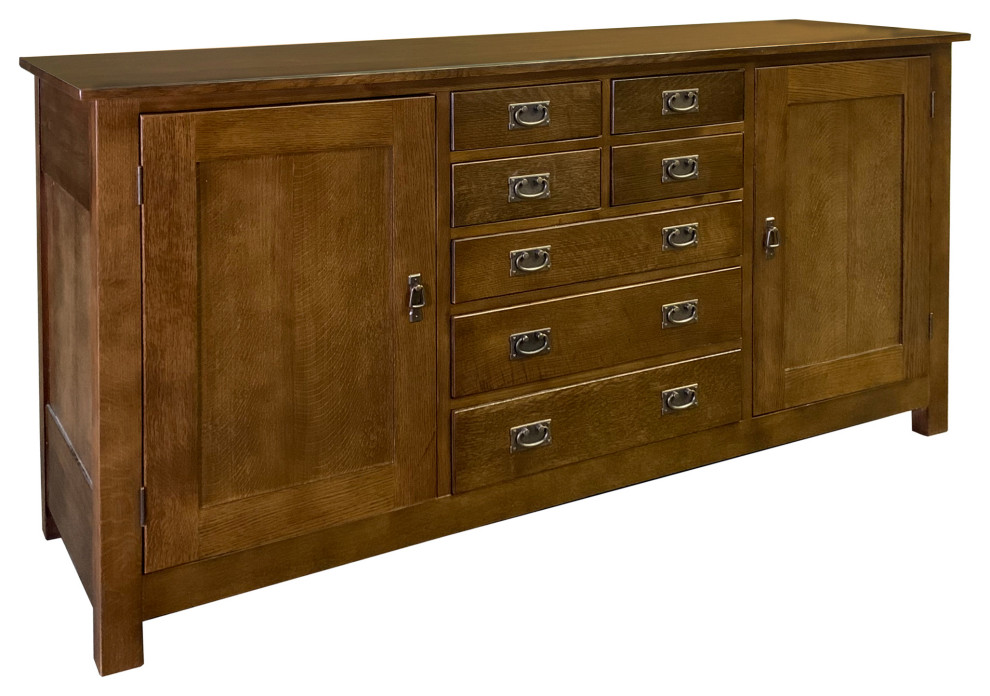 Mission 7 Drawer Sideboard with 2 Doors, Walnut (AW) - Transitional ...
