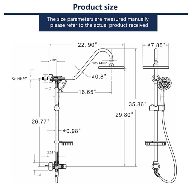 Antique Exposed Pipe Shower System with 5 Function Hand Shower in ...