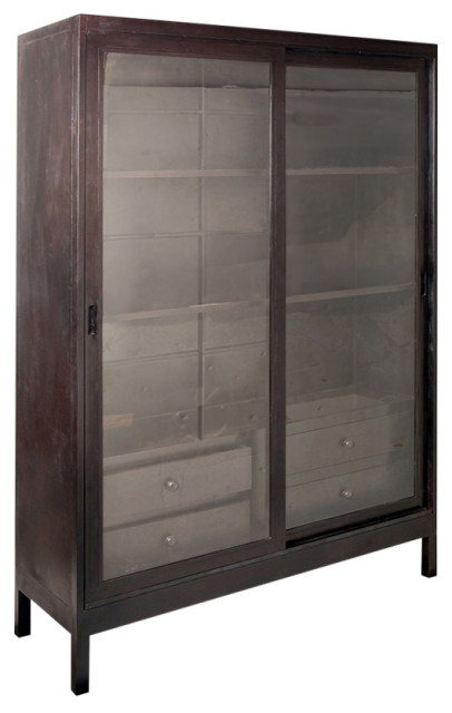 Industrial Sliding Glass Cabinet - Transitional - Storage Cabinets - by ...