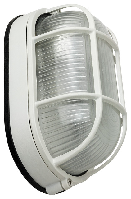 Wall Mount Oval Outdoor Fixture White Powder Frosted Glass - Beach ...