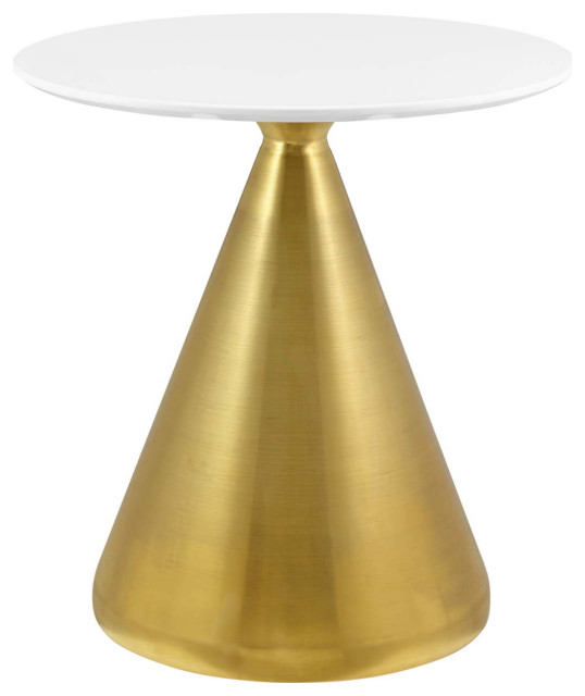 Dining Table, Round, Wood, Metal, Gold White, Modern, Cafe Bistro ...