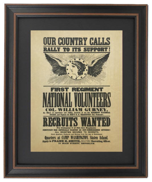 Framed First Regiment Revolutionary Army Recruiting Poster ...