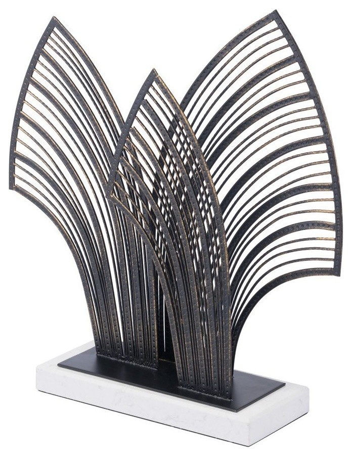 Modern Contemporary Accent Decor Figurine Figure, Black, Iron Marble ...