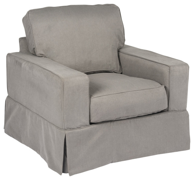 Americana Slip Cover For Box Cushion Track Arm Chair, Performance ...