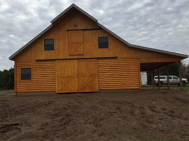 Rustic Log Sided Horse Barn - Rustic - Minneapolis - by Wild River Log ...