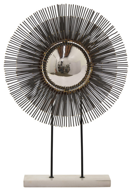 Plutus Brands Metal Sculpture On Marble Base, Gold Marble - Midcentury ...