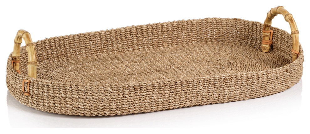Timor Multipurpose Abaca Tray with Bamboo Handles, Large - Asian ...