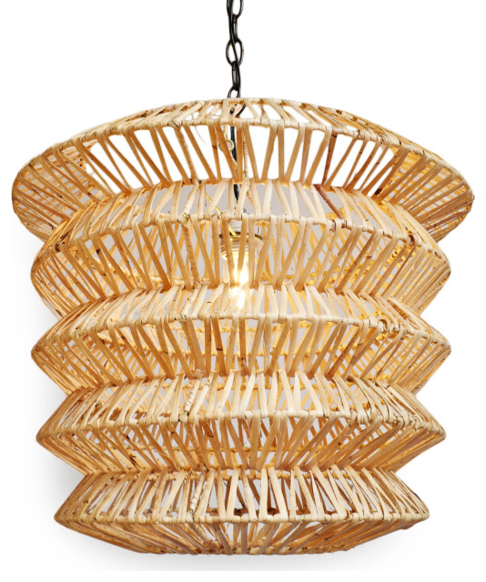 Zig-Zag Rattan Pendant Light - Tropical - Pendant Lighting - by Design ...
