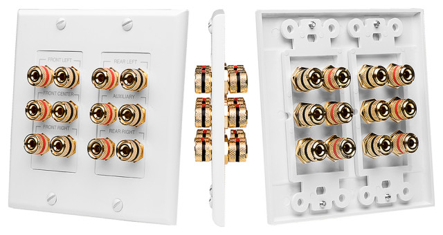 5.1 Home Theater 6 Terminal Decora Speaker Binding Wall Plate ...