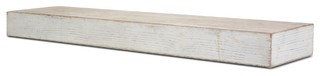 Rustic Whitewashed Wood Floating Wall Shelf, Large - Farmhouse ...