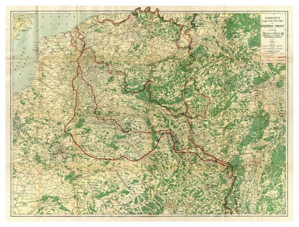 "Hammond's Large Scale War Map of the Western Front, 1917" Paper Art ...