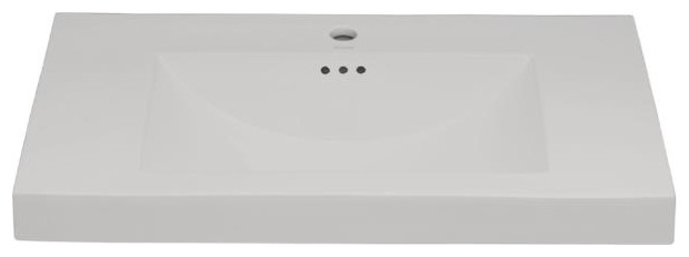Ronbow 32 1/8 Single Bowl Rectangular Bathroom Vessel Sink, 216632-WH ...