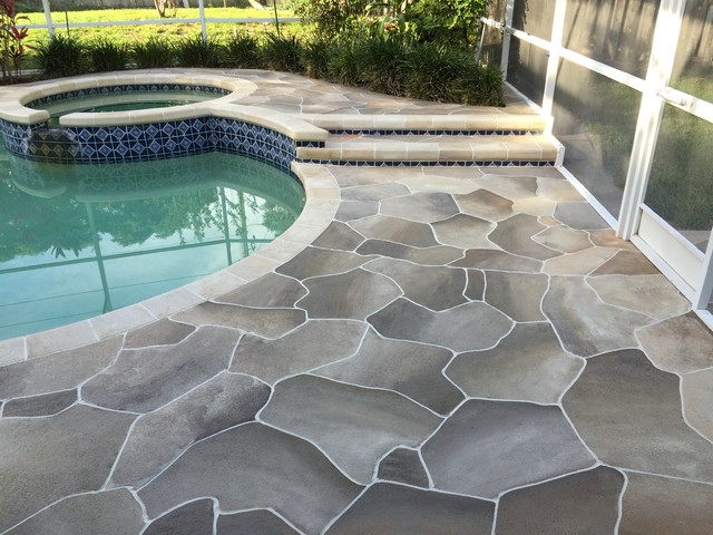 Flagstone Pool Deck in Bay Hill - Traditional - Pool - Orlando - by ...