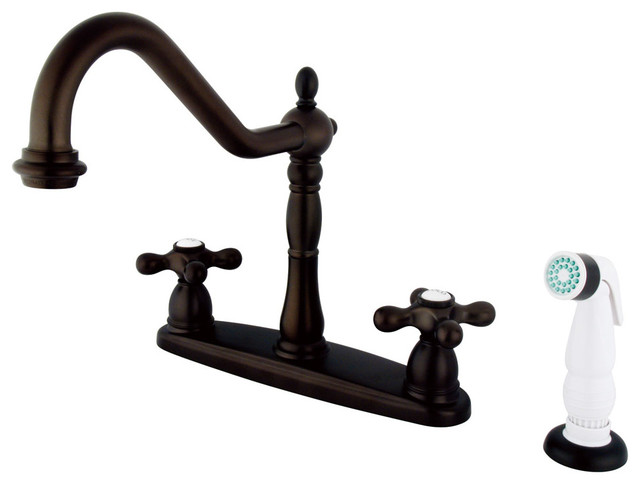 Heritage 8" Center Kitchen Faucet with Non-Metallic Sprayer ...