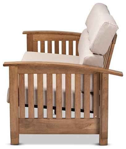 Charlotte Modern Classic Mission Style Taupe Fabric Upholstered Walnut ...