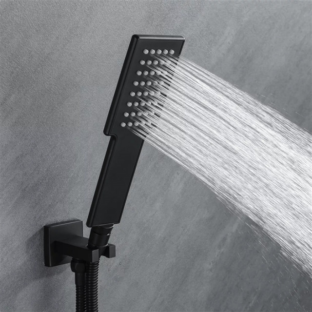 Fontana 20*40" LED Rainfall Shower System, Square Handheld Shower, Matte Black - Contemporary ...