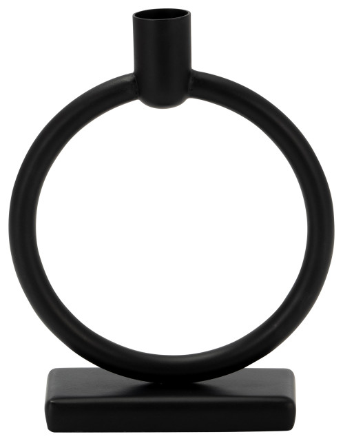 Metal, 7"H, Circle Taper Candle Holder, Black, 4x2x7 inches ...