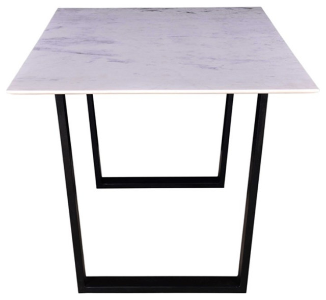 Primo International Juno Marble and Metal Dining Table in White ...