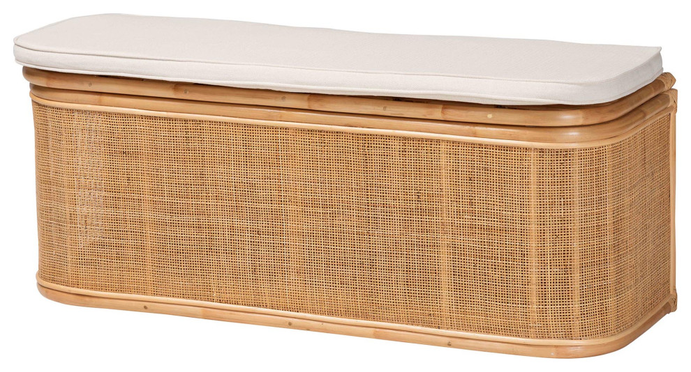 Shantae Bohemian Rattan Storage Bench - Tropical - Accent And Storage ...