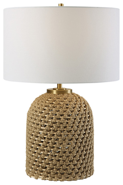 Natural Knotted Rope Wrapped Rattan Table Lamp 25 in Coastal Cottage ...